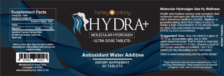 Shop Hydra+ Molecular Hydrogen Antioxidant Supplements - HoneyColony